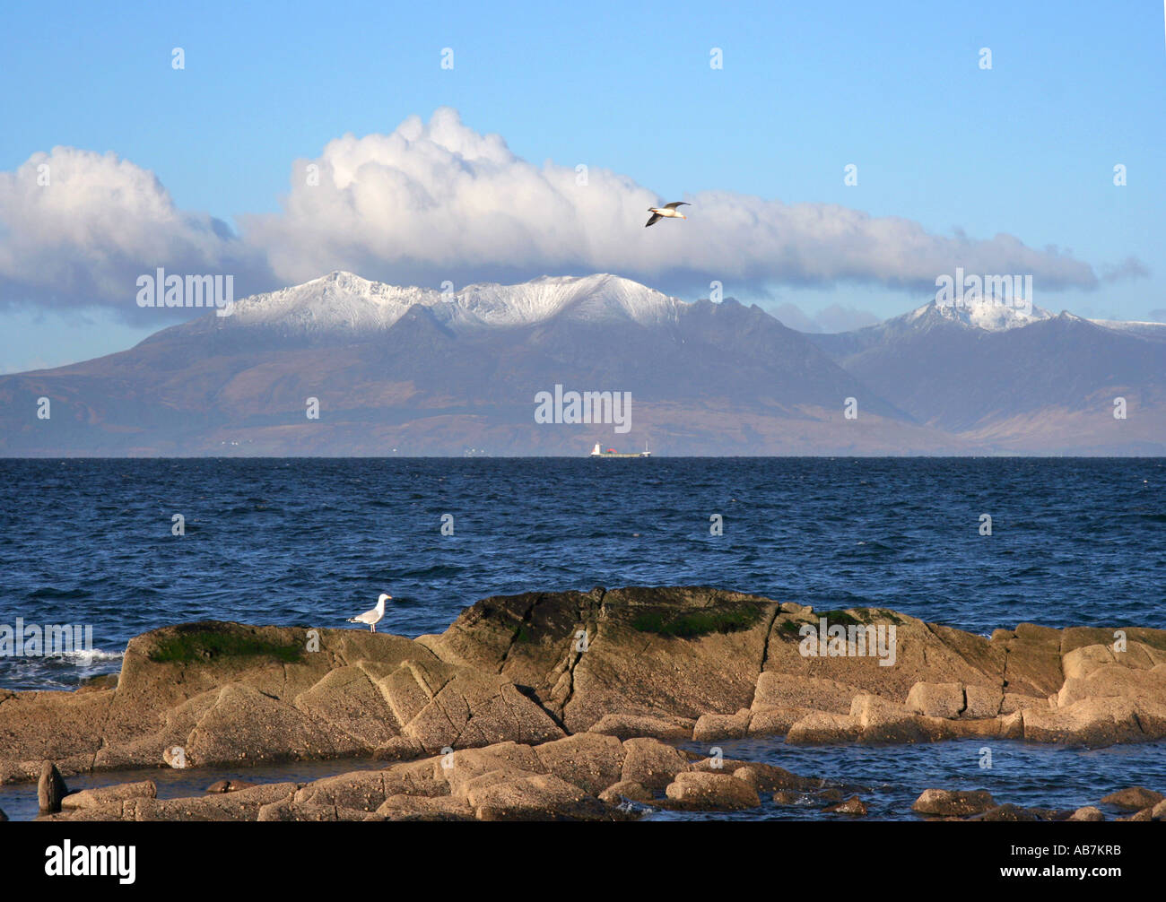 The snow capped mountains of Arran Stock Photo - Alamy