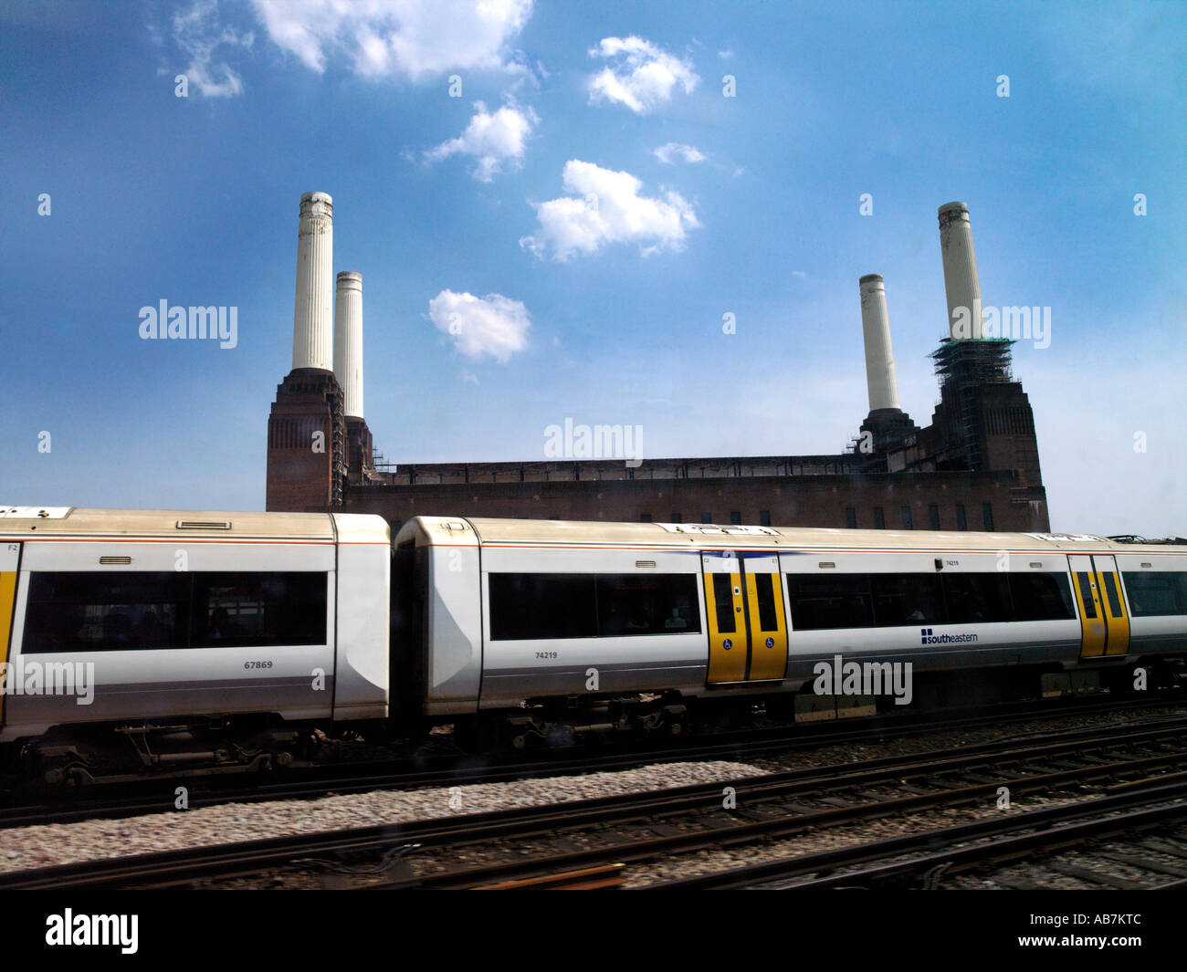 Battersea Power Station and Commuter Train London England Stock Photo ...