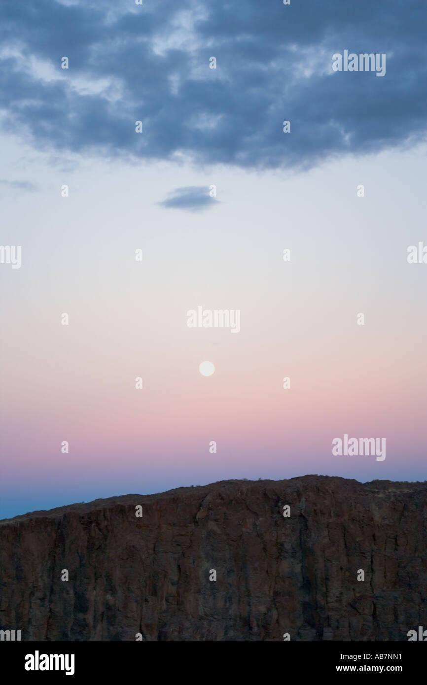 Moonrise over basalt cliffs eastern Washington State USA Stock Photo ...