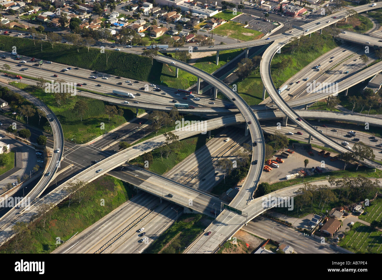 aerial freeways Los Angeles CA Stock Photo - Alamy