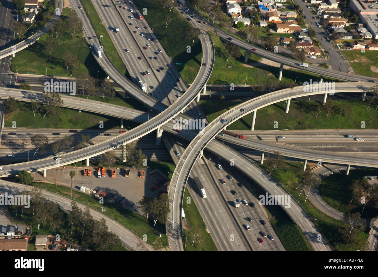 aerial freeways Los Angeles Ca Stock Photo - Alamy