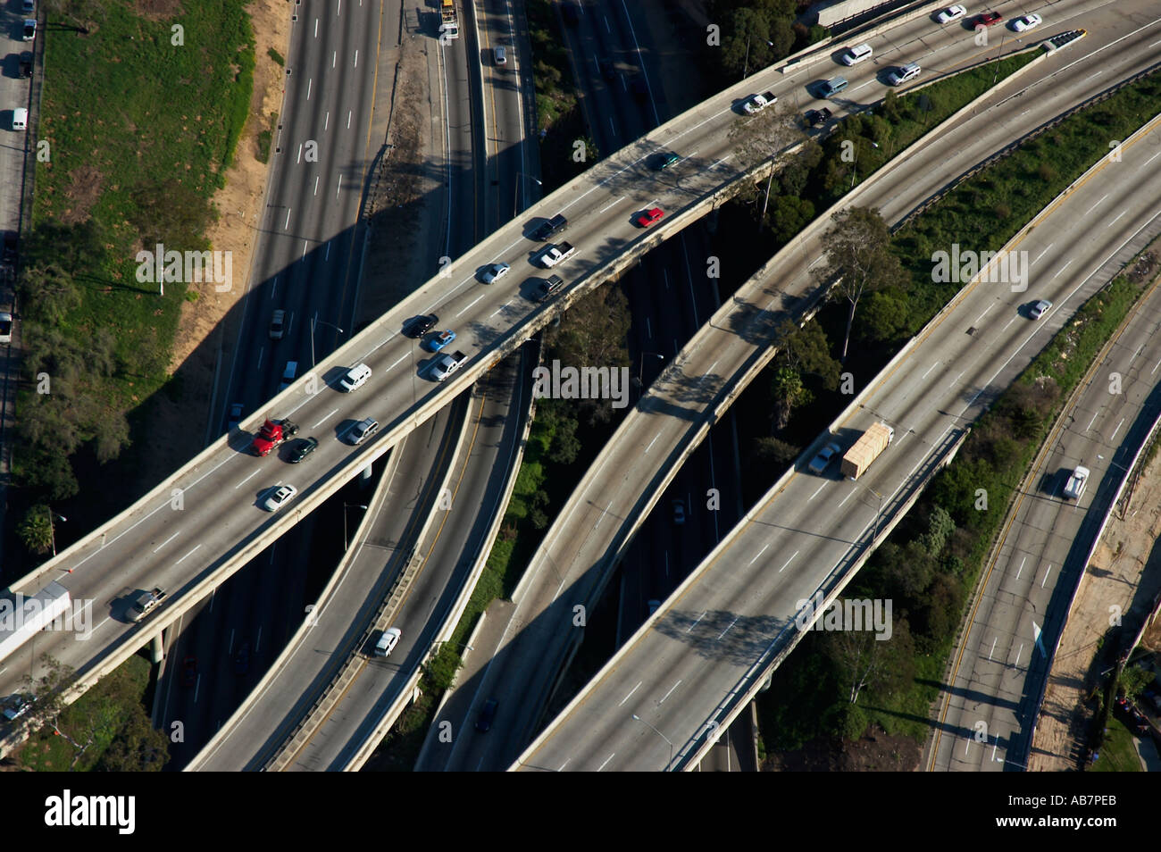 aerial freeways Los Angeles CA Stock Photo - Alamy