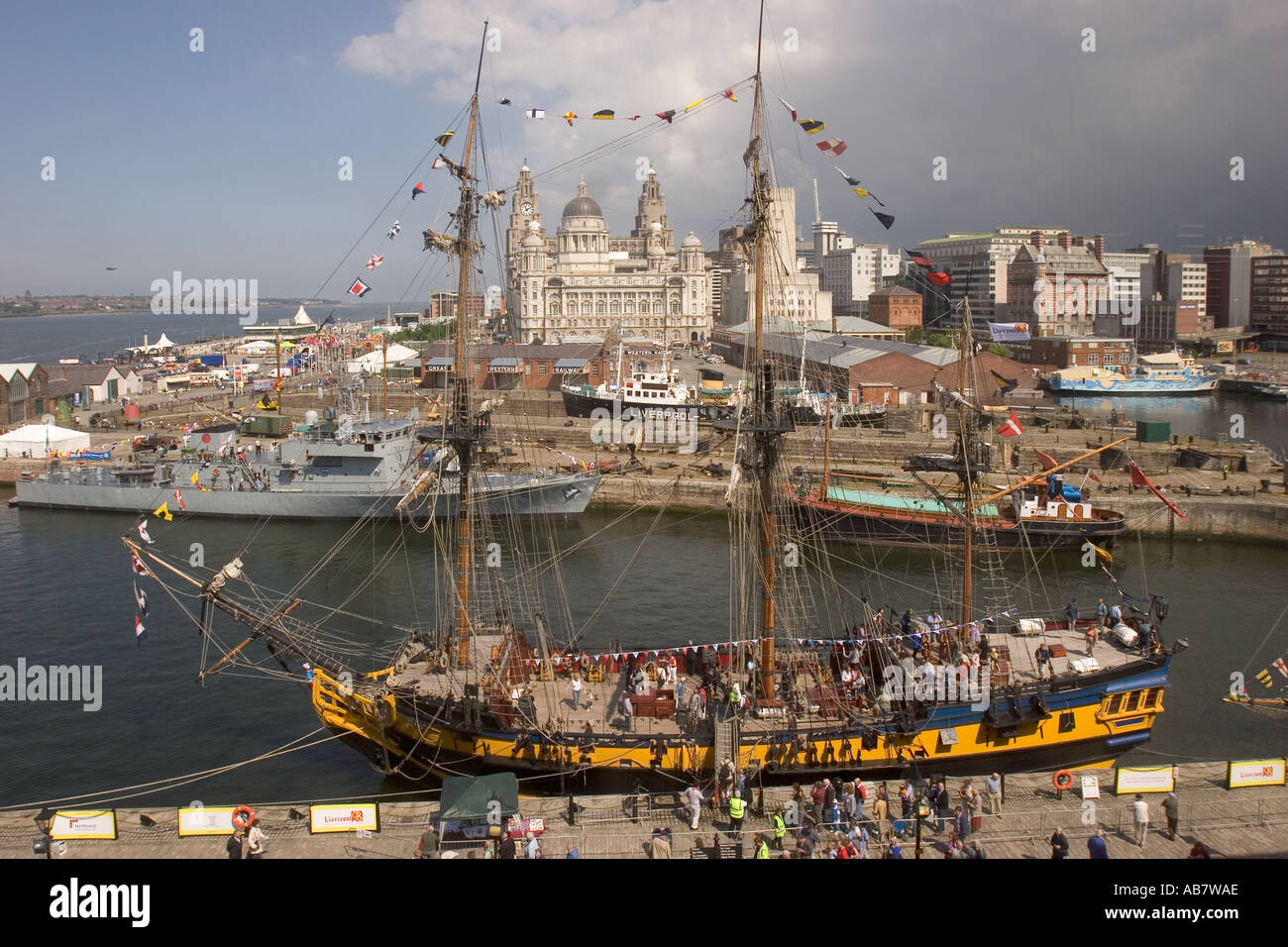 Merseyside Liverpool Mersey River Festival Grand Turk tall ship in ...
