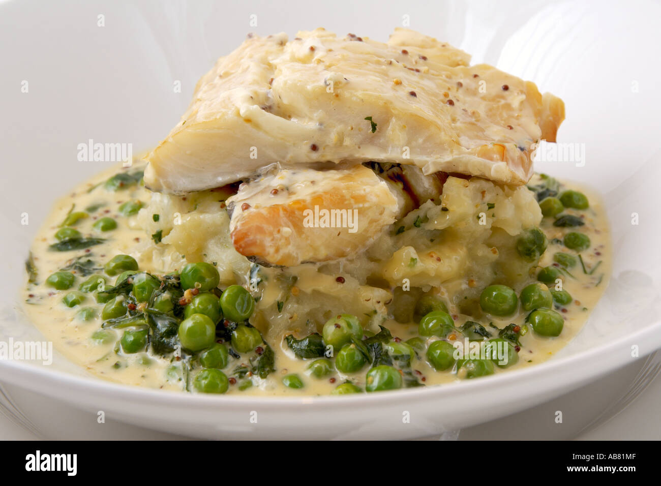 cod mash and peas Stock Photo - Alamy