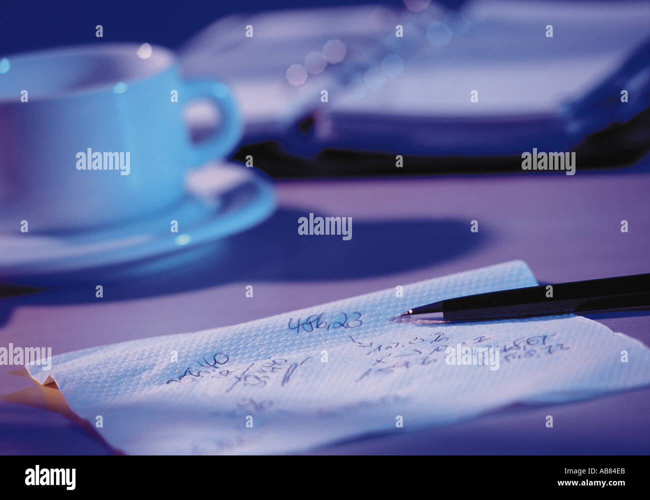 Notes written on a napkin Stock Photo - Alamy