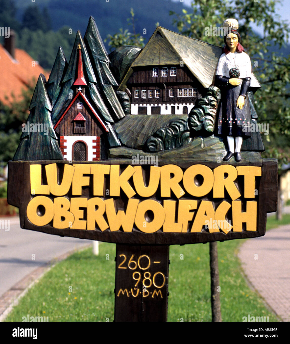 woodcarving luftkurort oberwolfach Bavaria Sign Germany German Stock ...