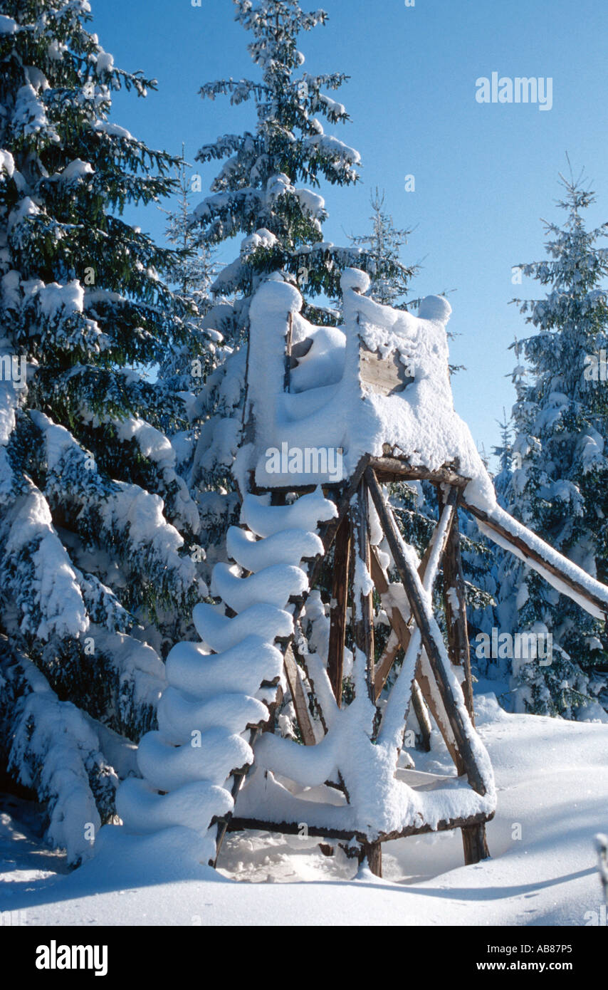 snow covered hide, Czech Republic Stock Photo - Alamy