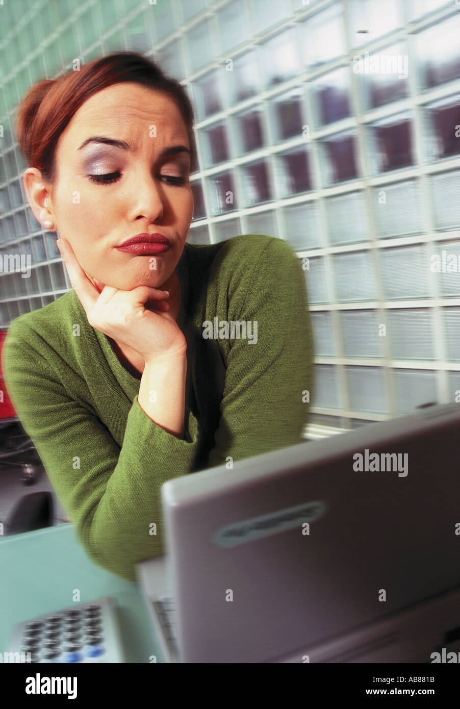 Fed up woman computer hi-res stock photography and images - Alamy