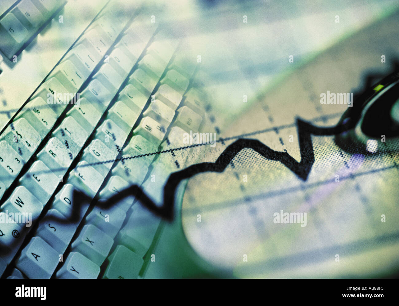 Keyboard and graph Stock Photo - Alamy