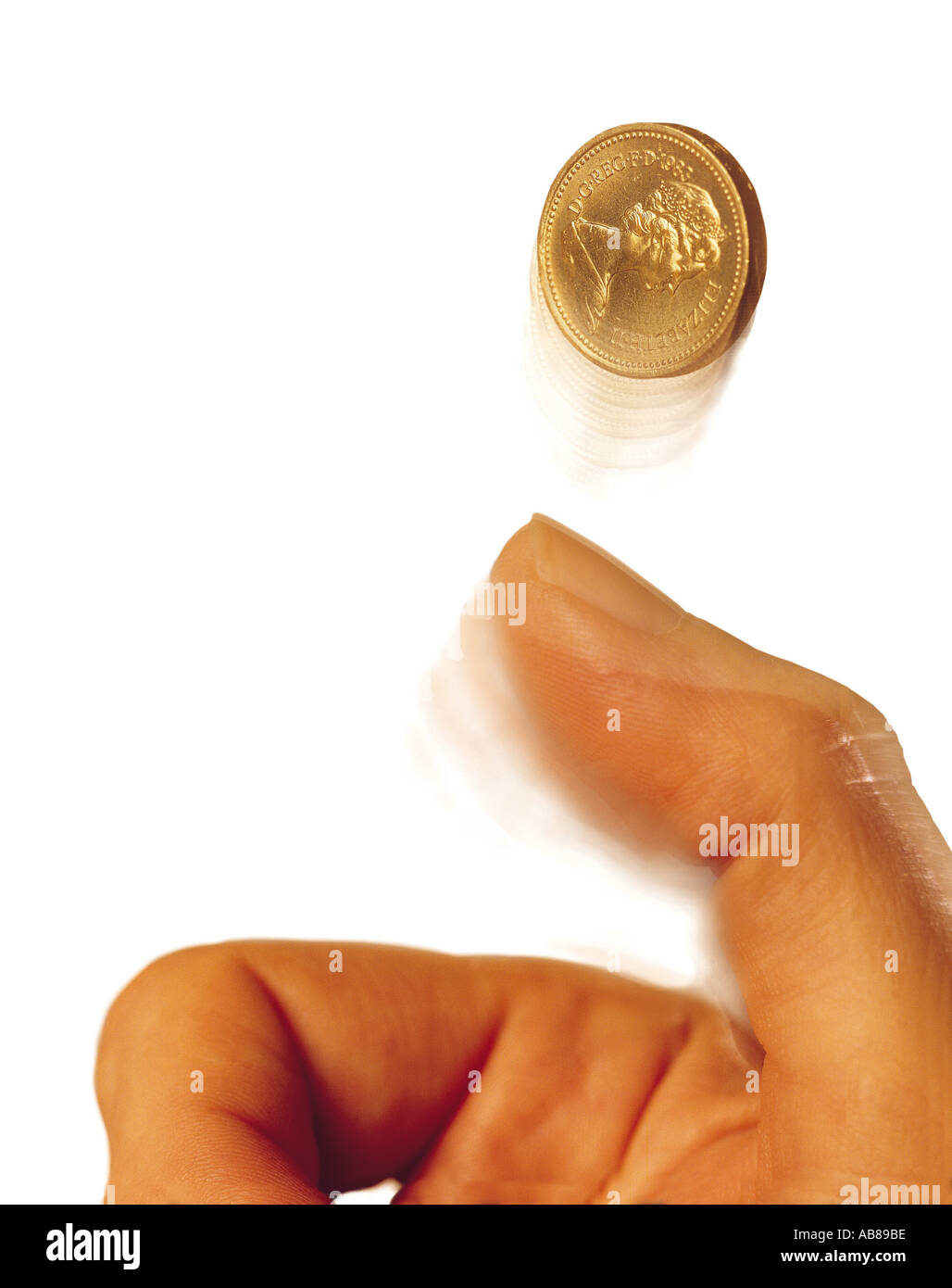Hand tossing coin Stock Photo - Alamy