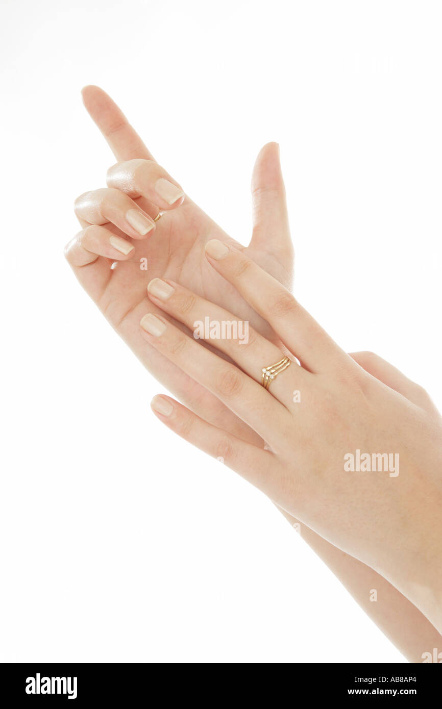 close-up view of two woman hands Stock Photo - Alamy