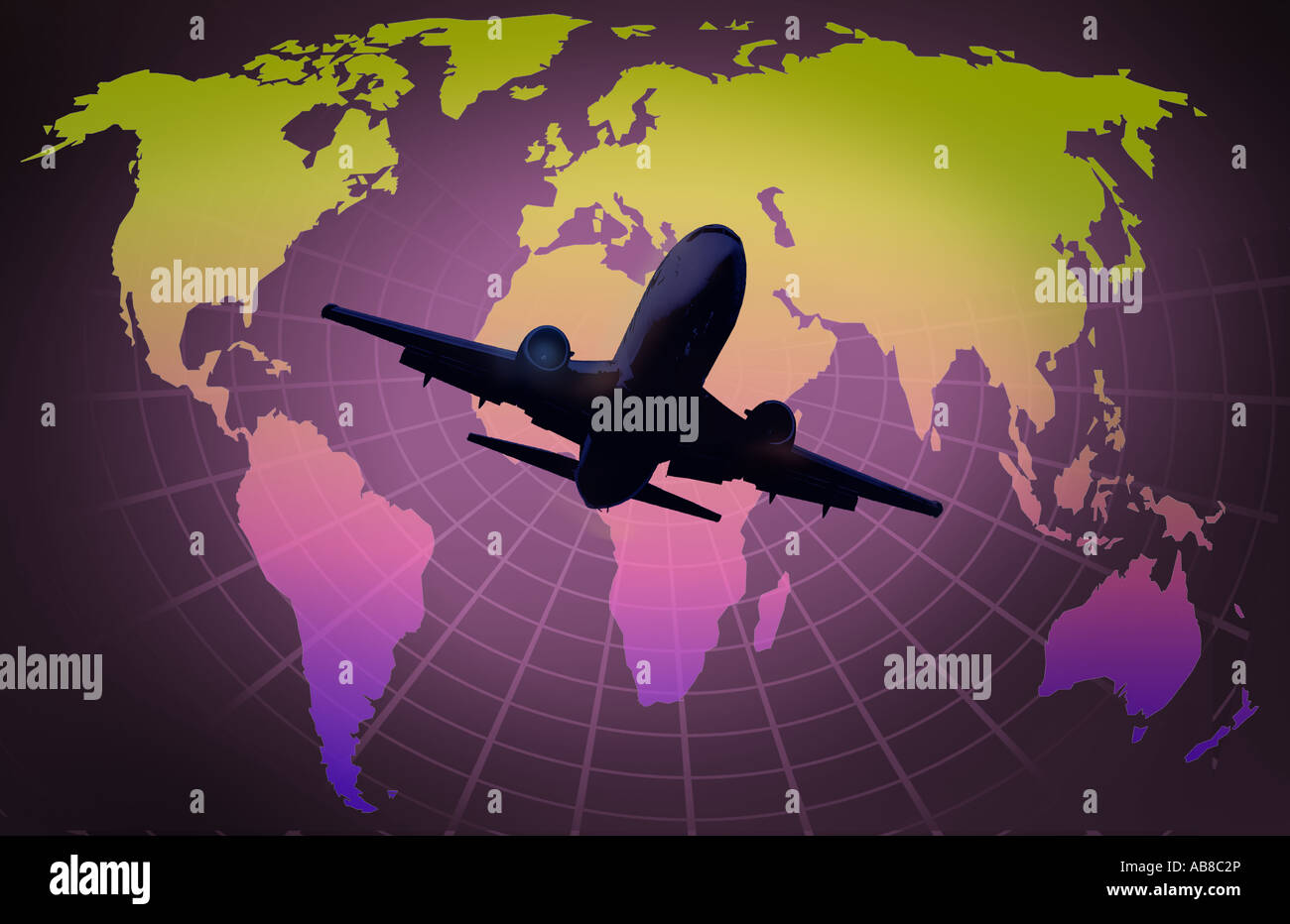 airplane with world map Stock Photo - Alamy