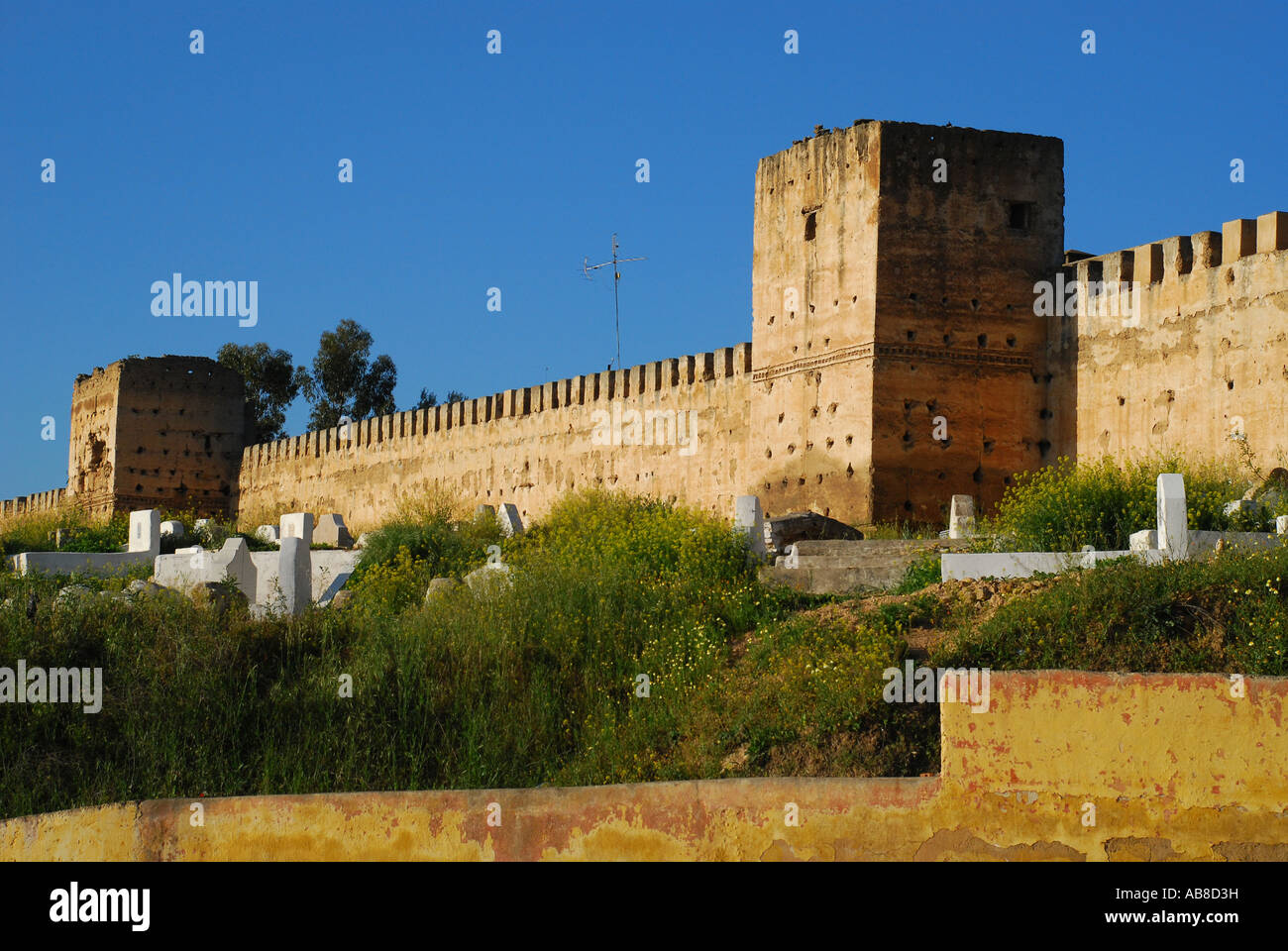 Islamic cemetery in front of Fortress Qasbah Chrardah Fez Morocco Stock ...