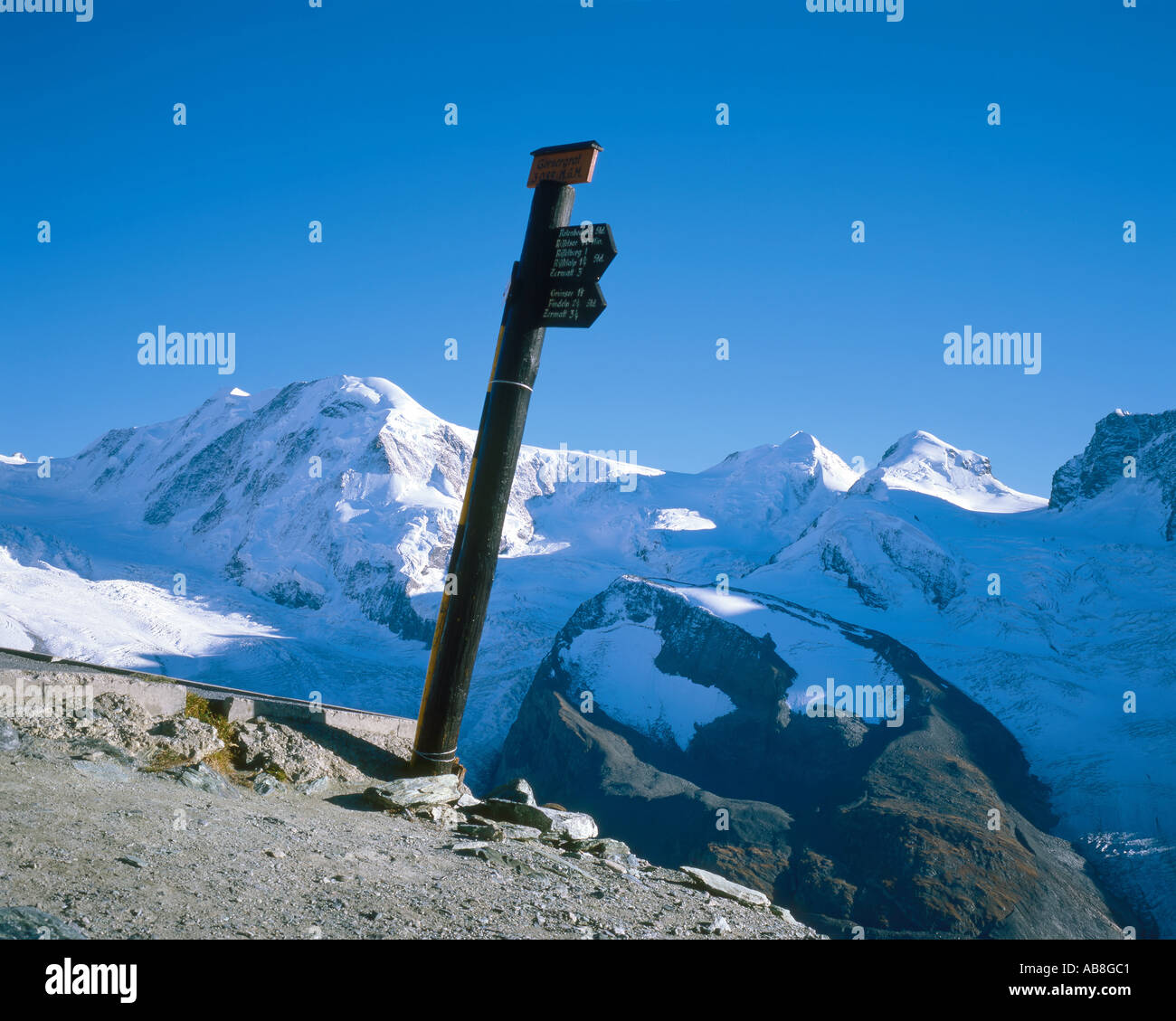 Mountain Sign Gornergrat Point Zermatt Switzerland Stock Photo - Alamy