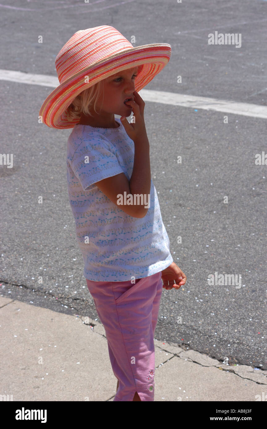 Little Girl Watching Parade Stock Photo - Alamy
