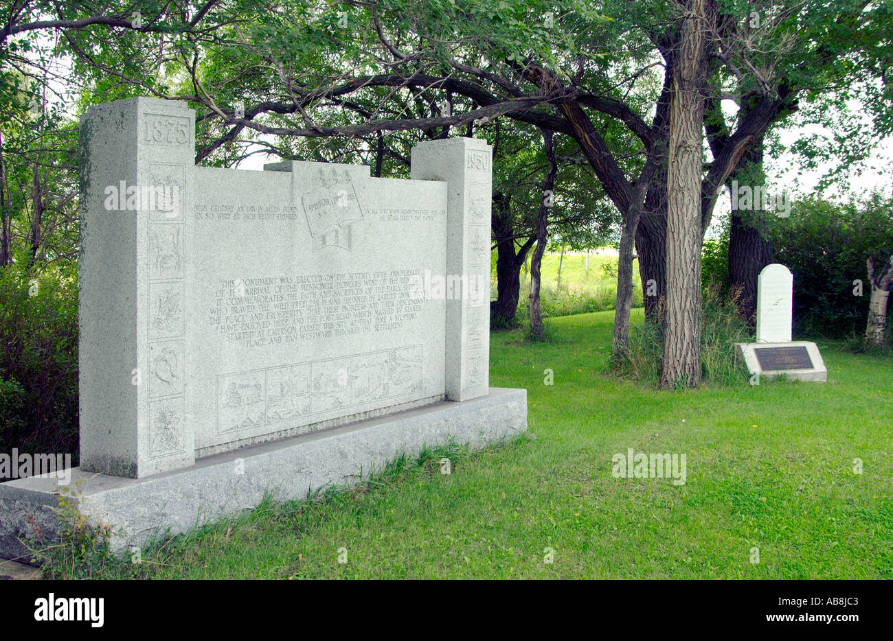An historic cairn commemorating the Mennonite immigration along the ...