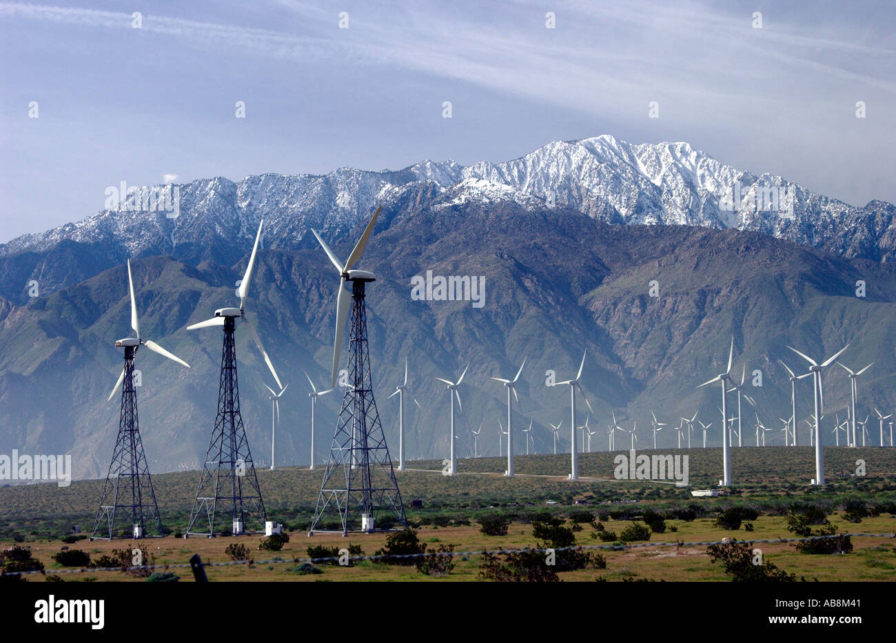 Windmills at the wind farms near Palm Springs California USA Stock ...