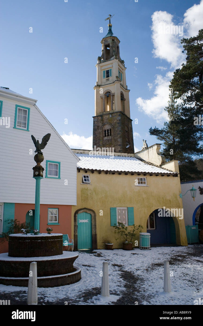 Portmeirion village in the snow,North Wales,United Kingdom Stock Photo ...
