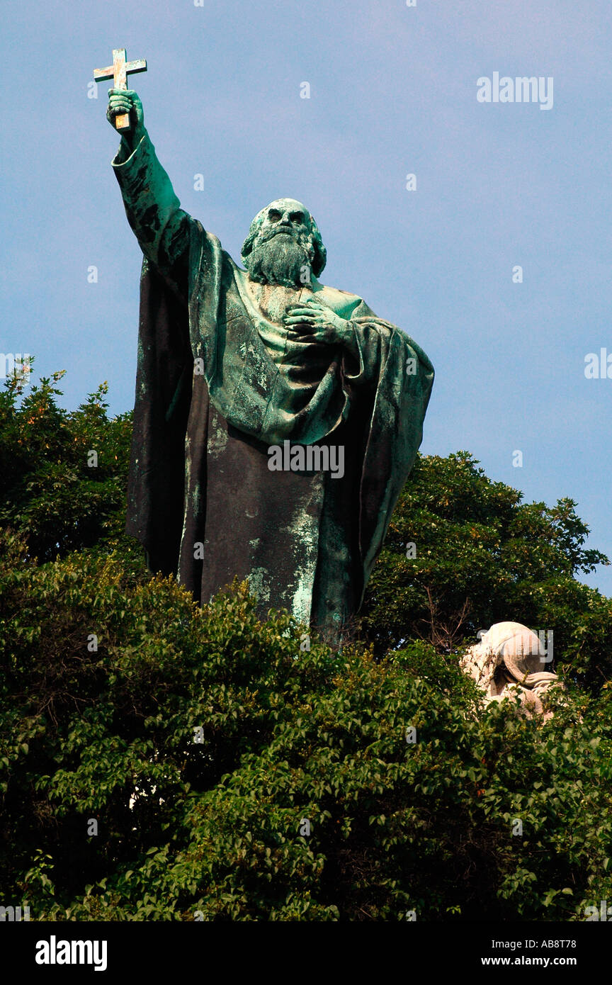 Statue of Szt Gellert, the first Hungarian bishop, and the master of ...