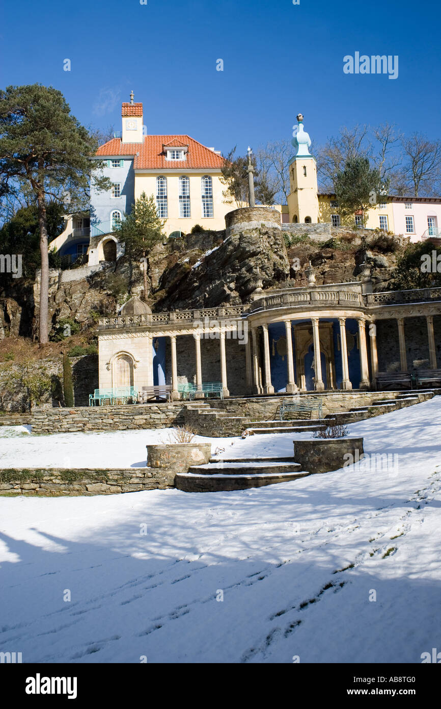 Portmeirion village in the snow,North Wales,United Kingdom Stock Photo ...