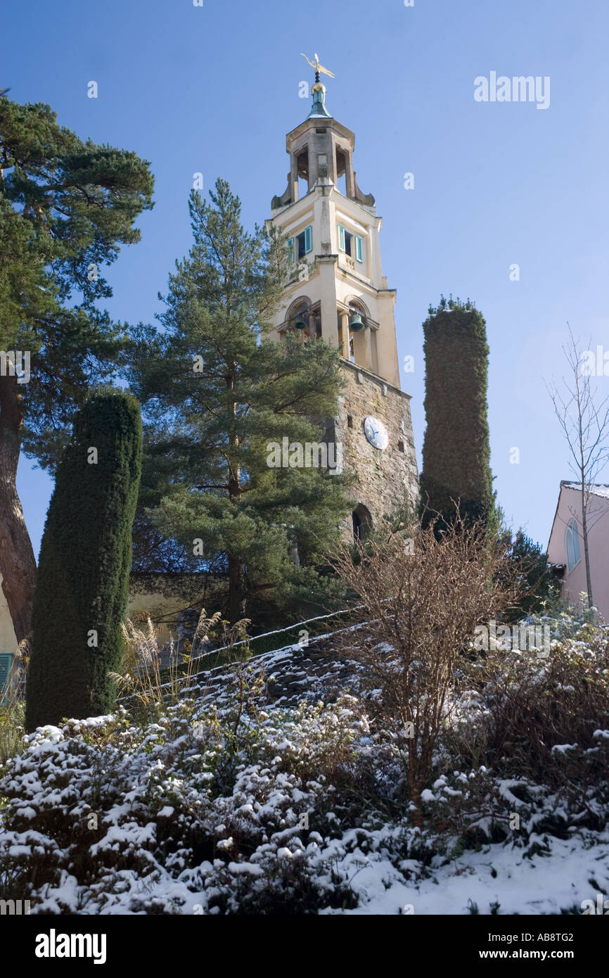 Portmeirion village in the snow,North Wales,United Kingdom Stock Photo ...