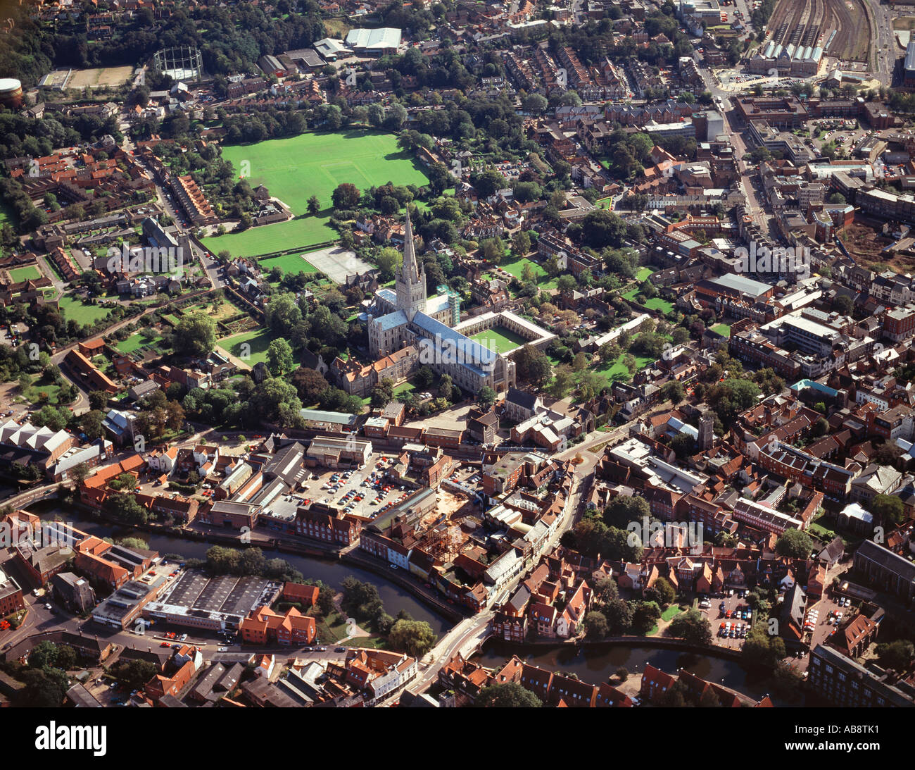 aerial view of norwich, norfolk, england Stock Photo - Alamy