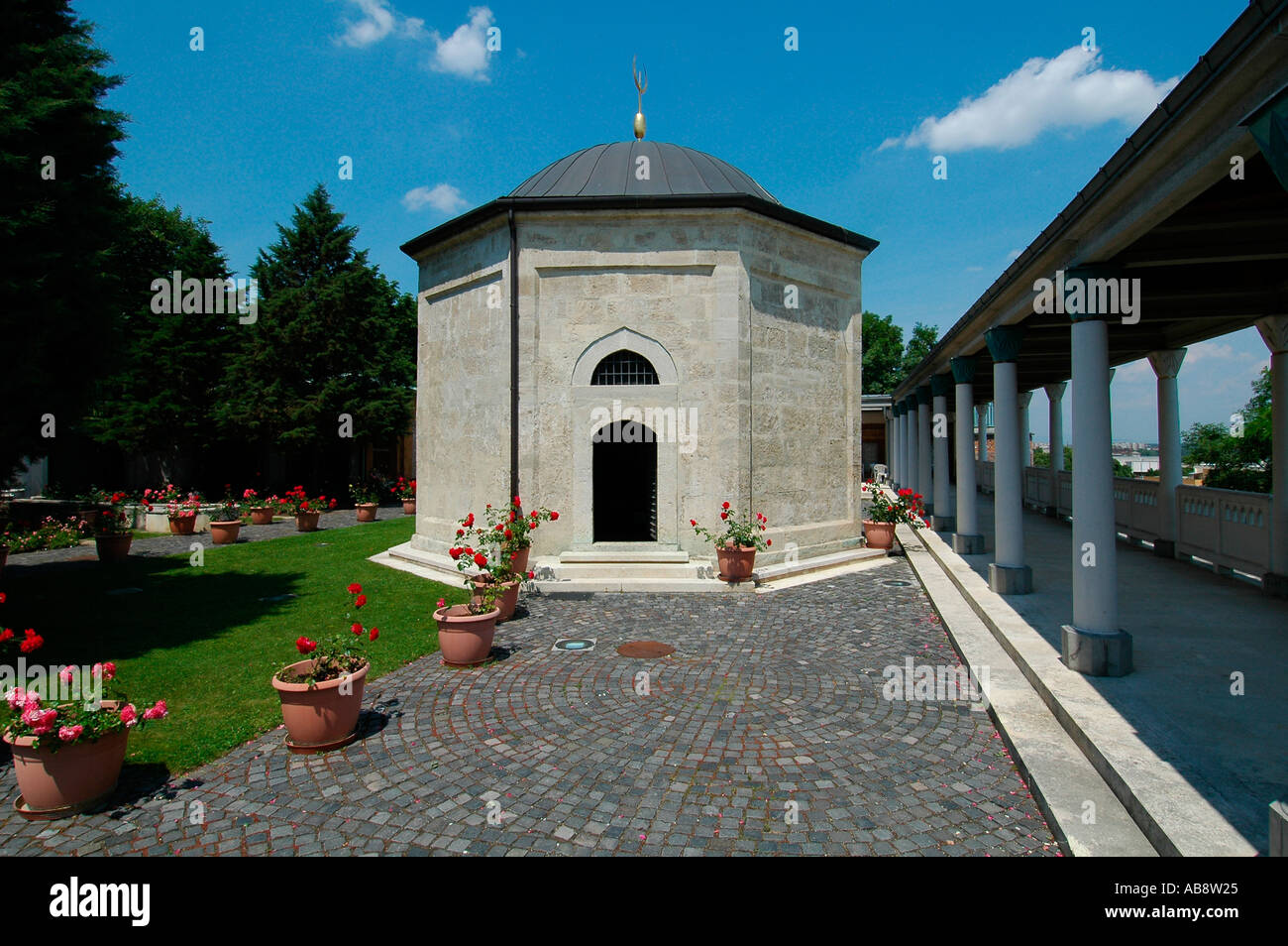 Exterior of the octagonal mausoleum, or türbe of Gül Baba, an Ottoman ...