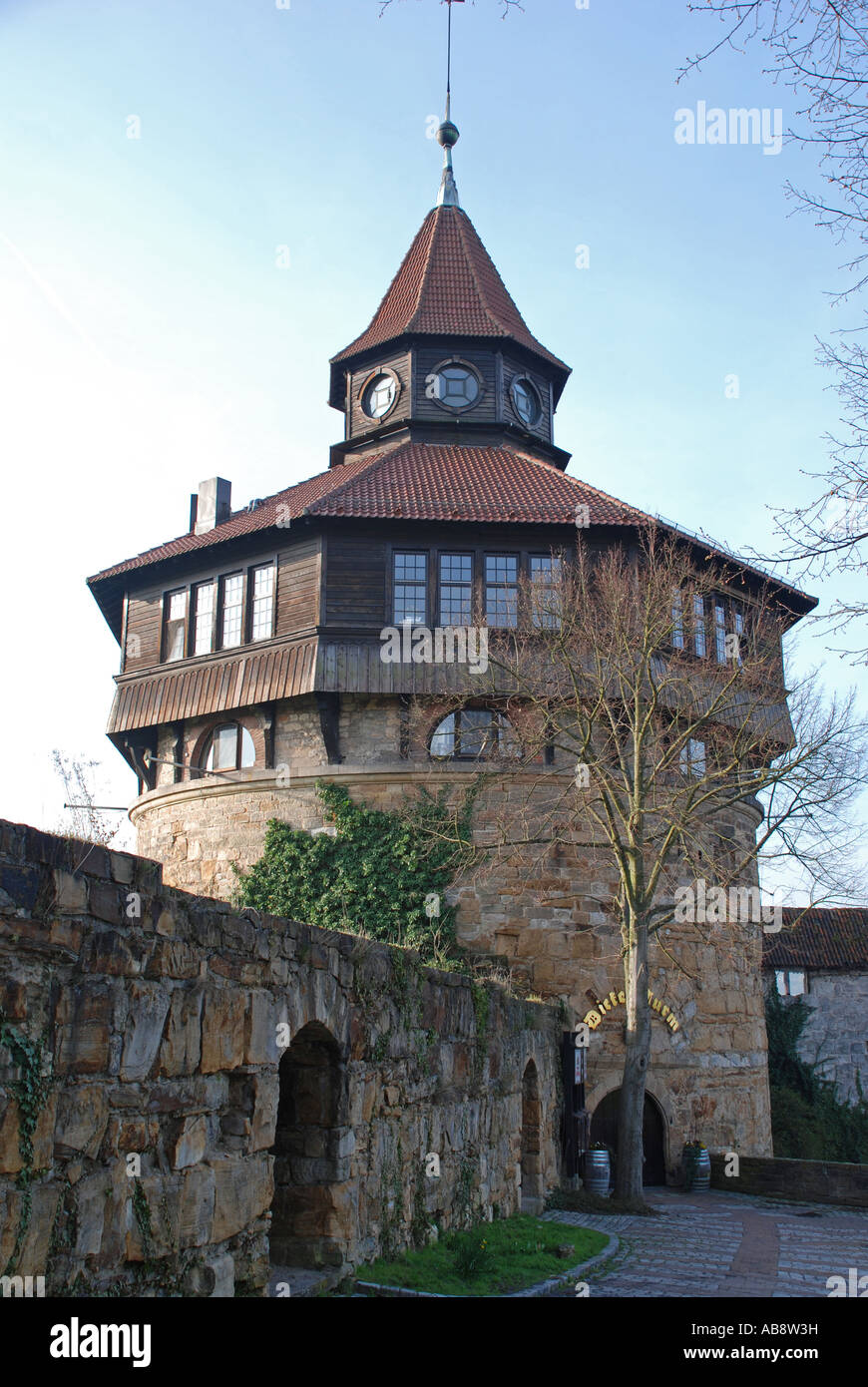 the old city wall of Esslingen with the Big Tower, Baden-Wuerttemberg ...
