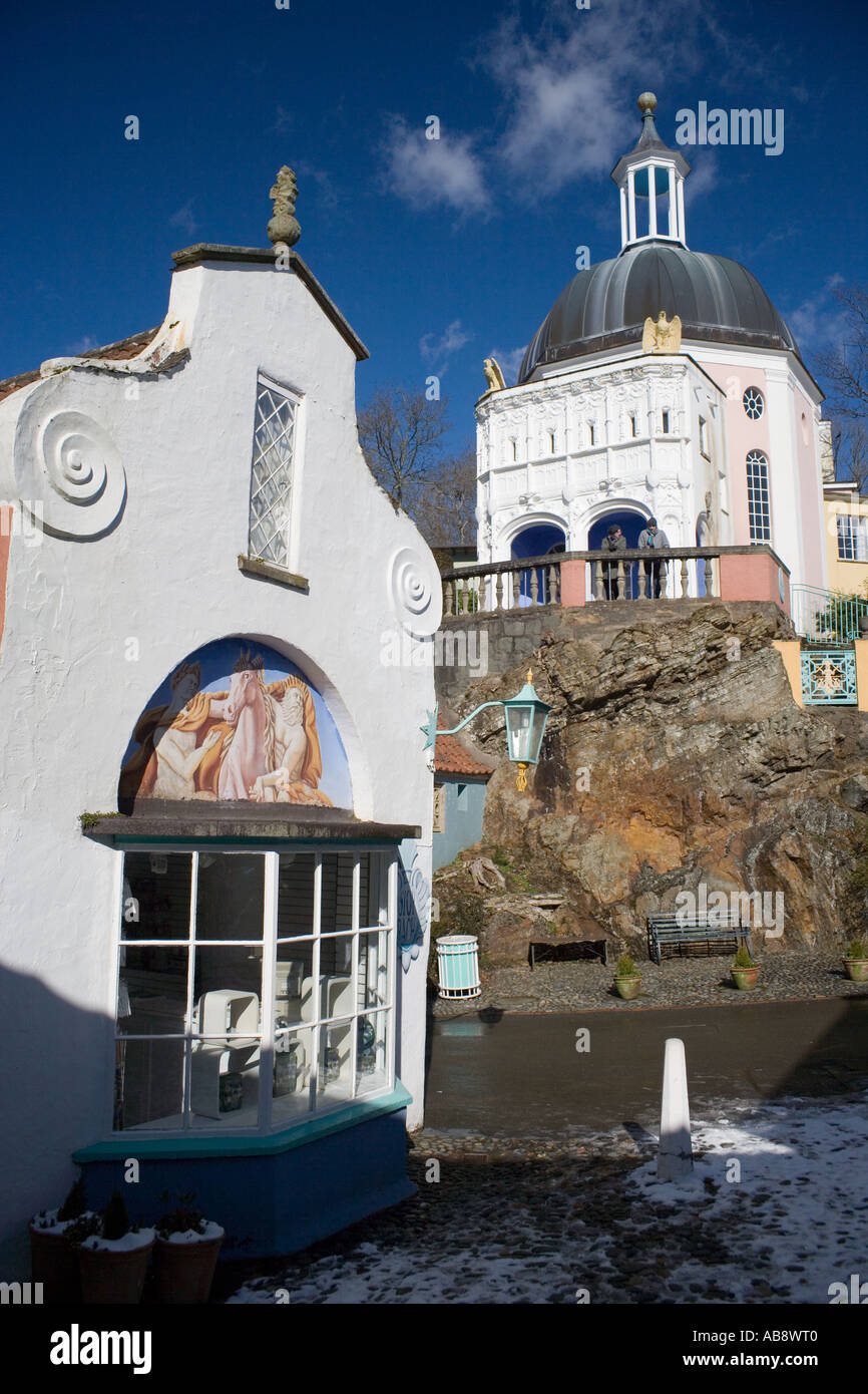 Portmeirion village in the snow,North Wales,United Kingdom Stock Photo ...
