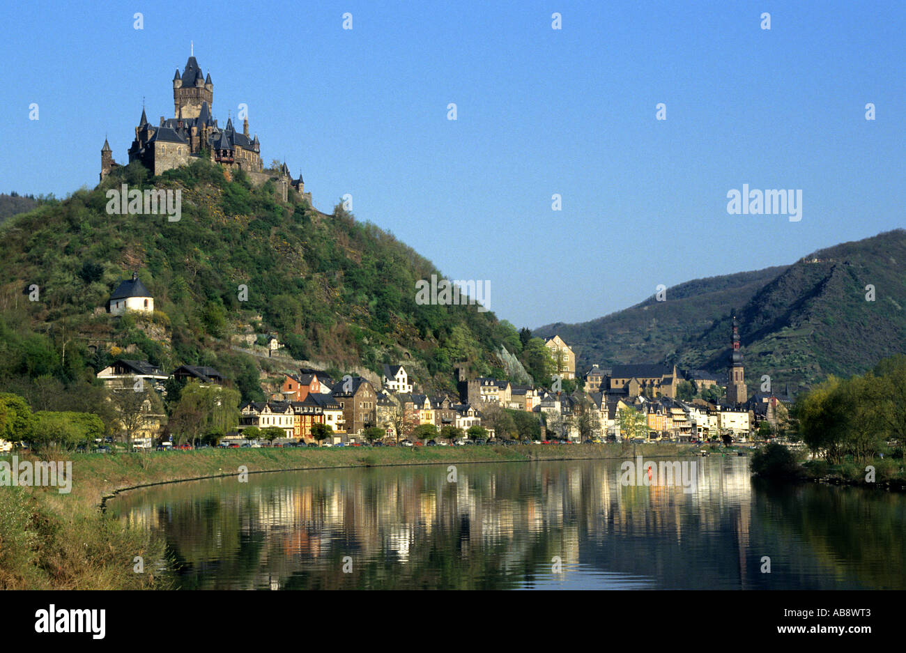 Mosel river castle Reichsburg Cochem 11th century Rheinland Pfalz Stock ...