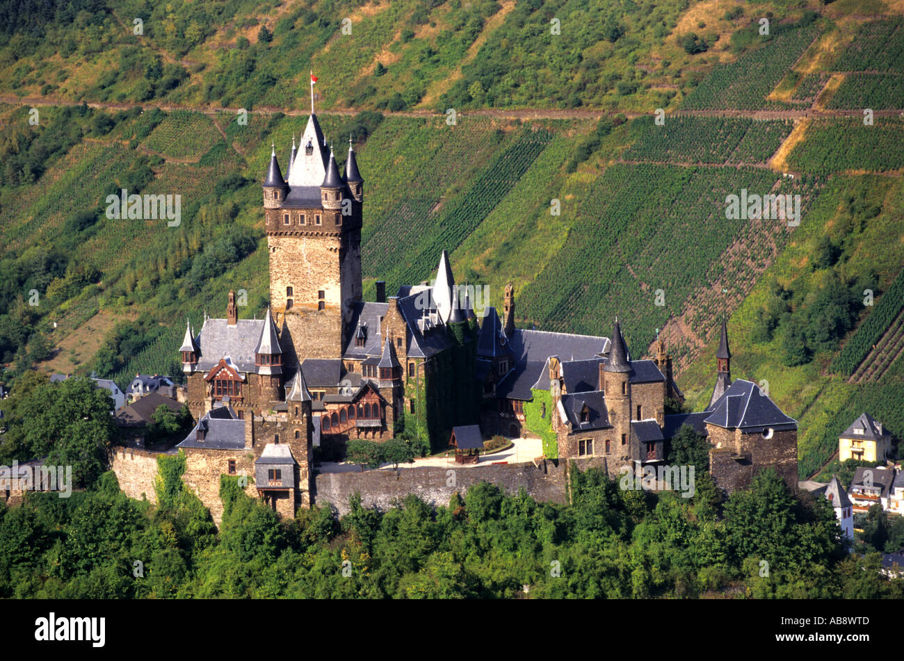 Mosel river castle Reichsburg Cochem 11th century Rheinland Pfalz Stock ...