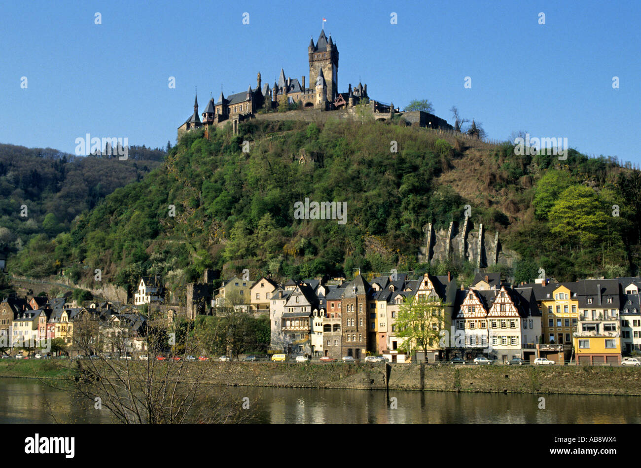 Mosel river castle Reichsburg Cochem 11th century Rheinland Pfalz Stock ...