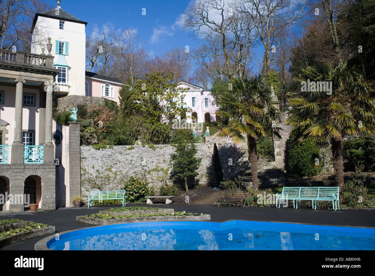 Portmeirion village in the snow,North Wales,United Kingdom Stock Photo ...