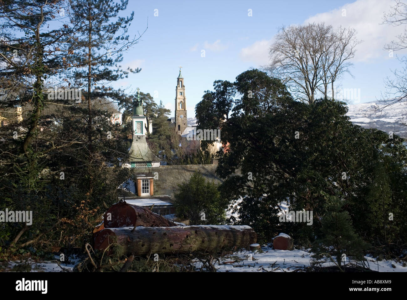Portmeirion village in the snow,North Wales,United Kingdom Stock Photo ...