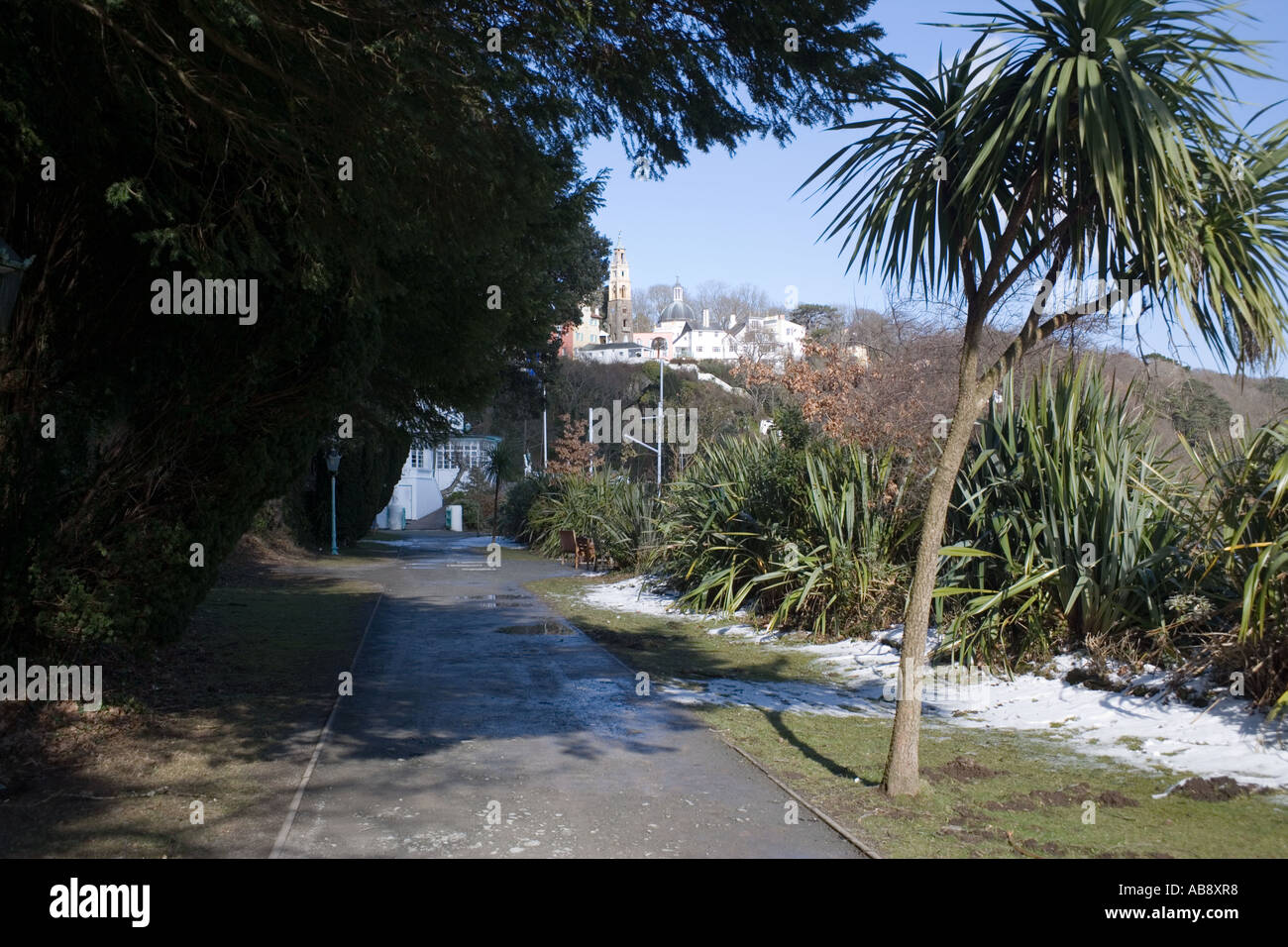 Portmeirion village in the snow,North Wales,United Kingdom Stock Photo ...