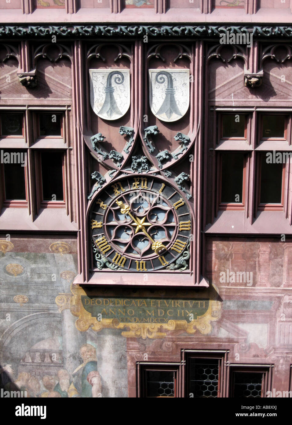 Basel Town Hall Clock-1 Stock Photo - Alamy