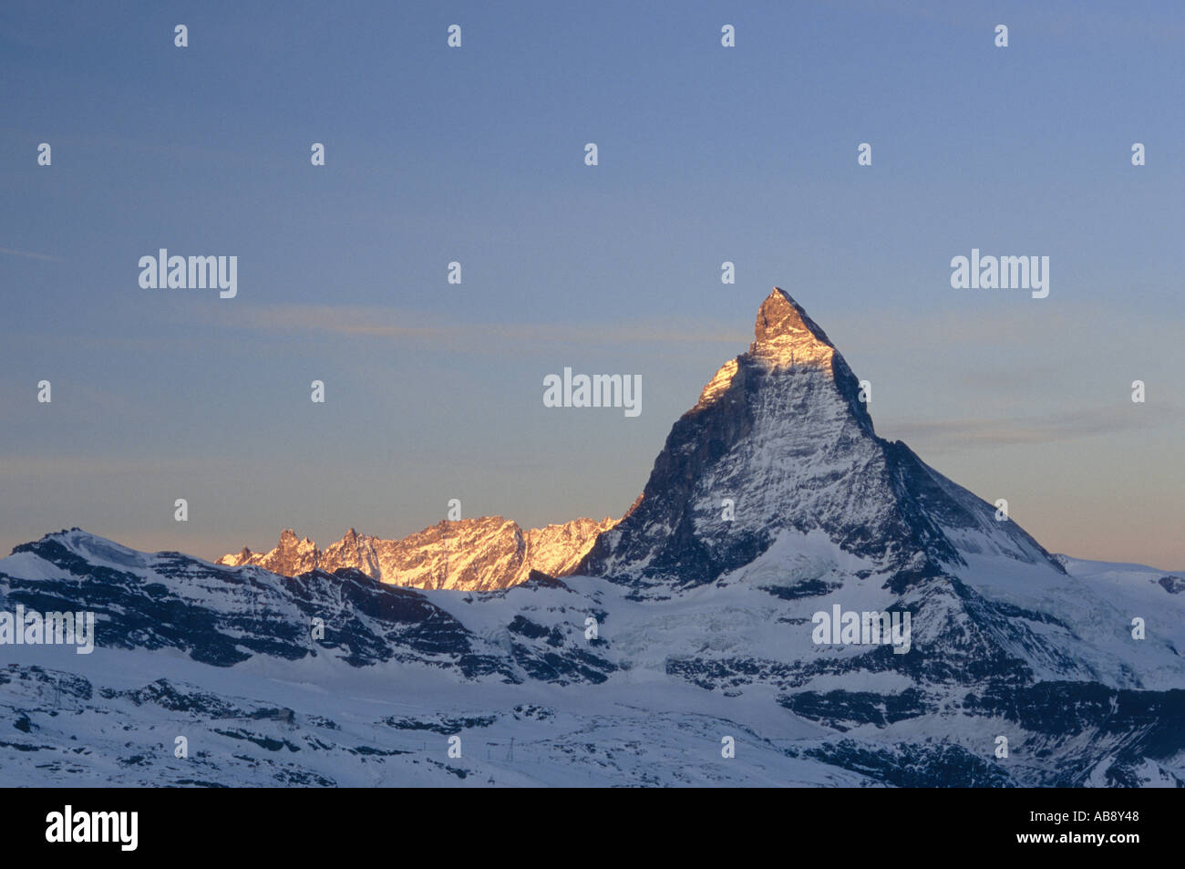 Matterhorn, 4478 m, (Mont Cervin, Le Cervin, Monte Cervino), viewed from Gorner ridge ...