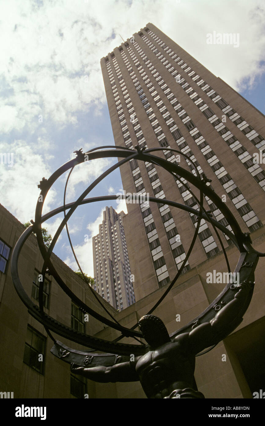 Rockefeller center plaza Fifth avenue NYC New York City skating ring ...