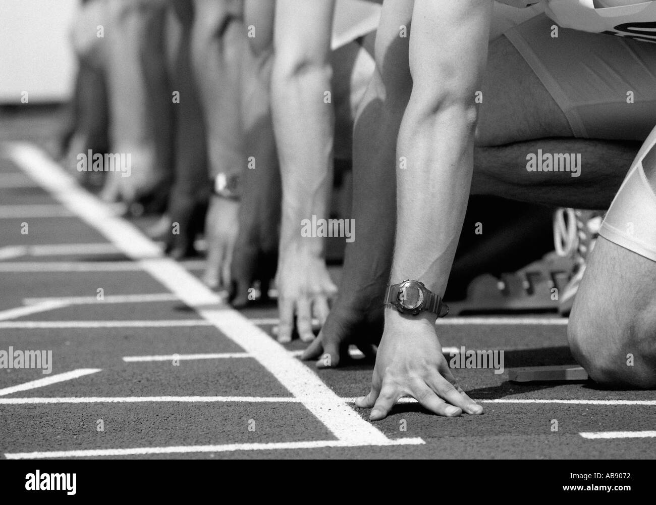 Race starting group Black and White Stock Photos & Images - Alamy