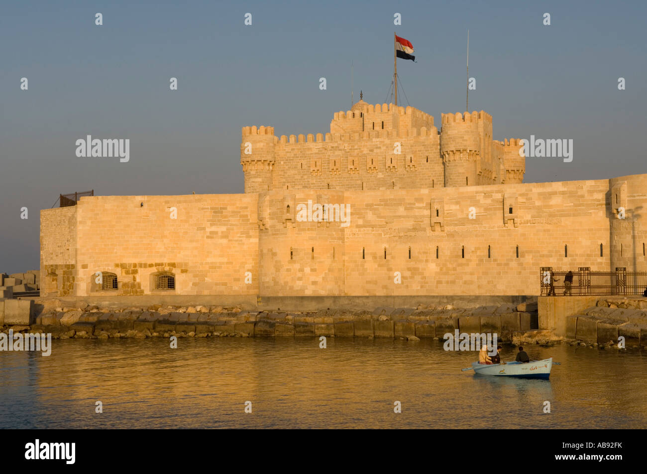 Qaitbay Fort on the island of Pharos on the Mediterranean coast ...