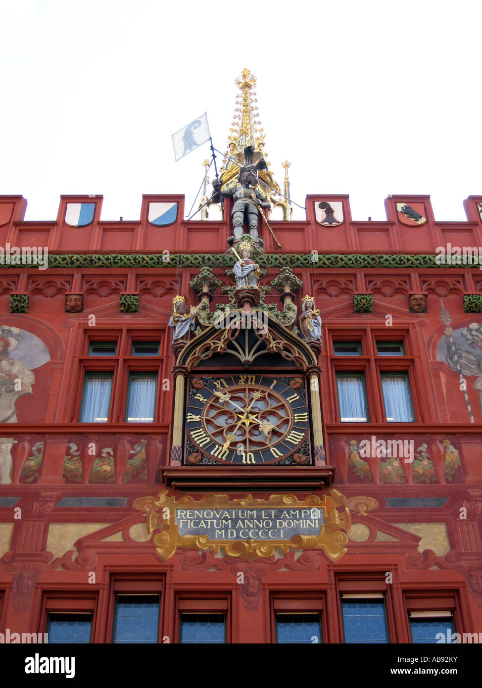Basel Town Hall Clock-2 Stock Photo - Alamy