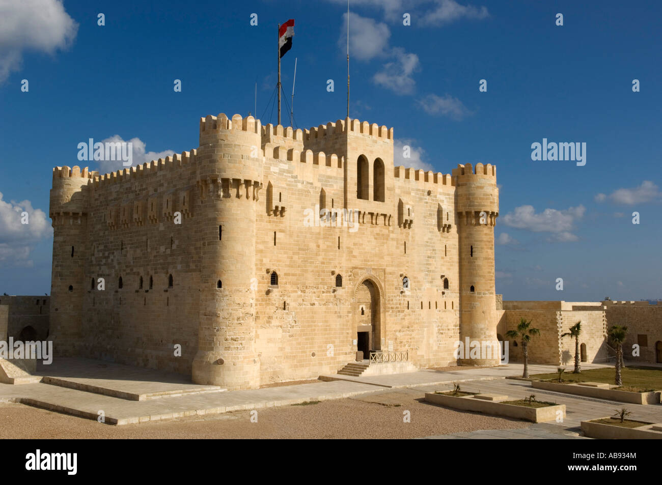 Qaitbay Fort on the island of Pharos on the Mediterranean coast ...