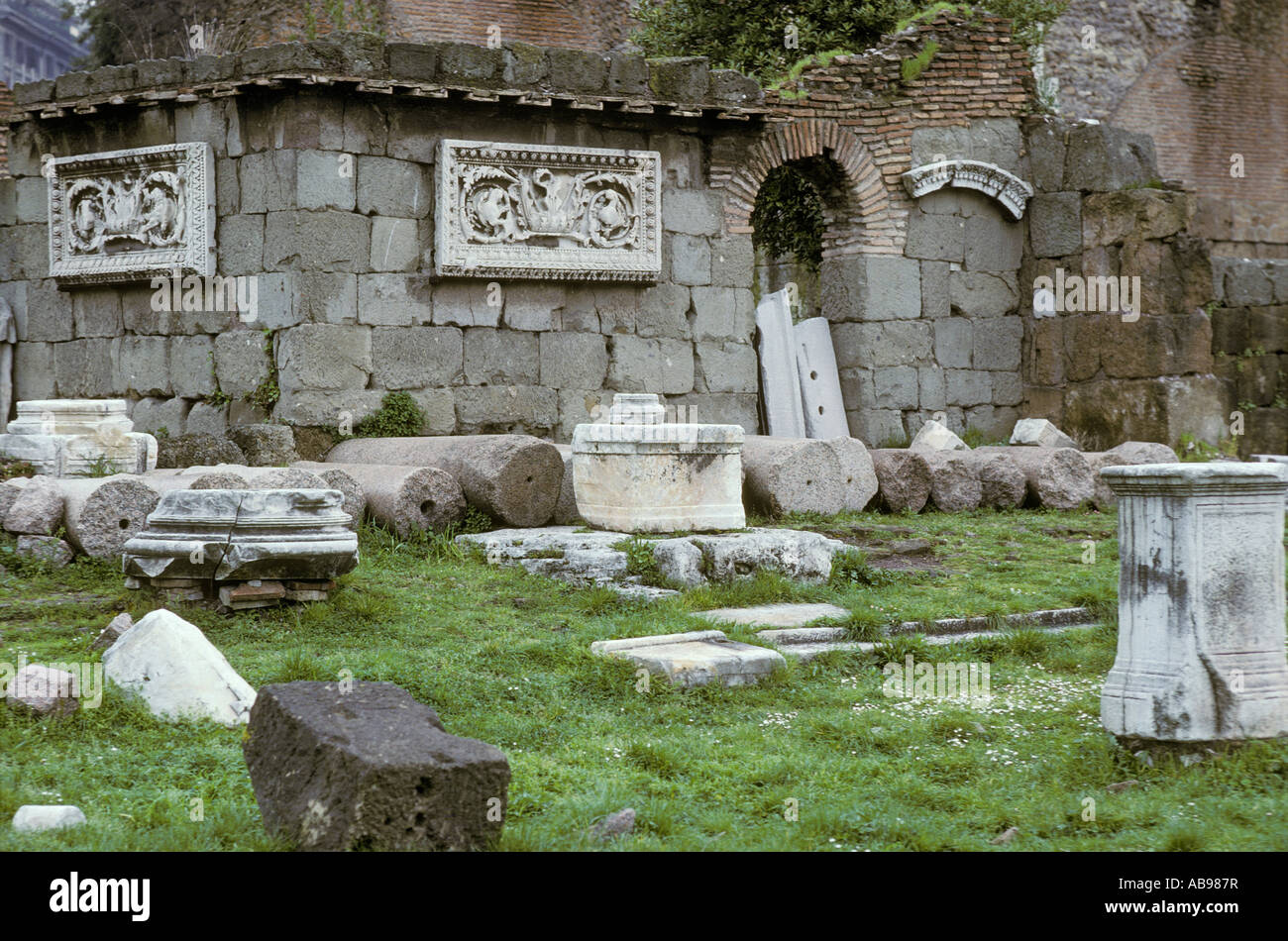 frieze wall near coliseum Rome Italy Italian archeology Stock Photo - Alamy