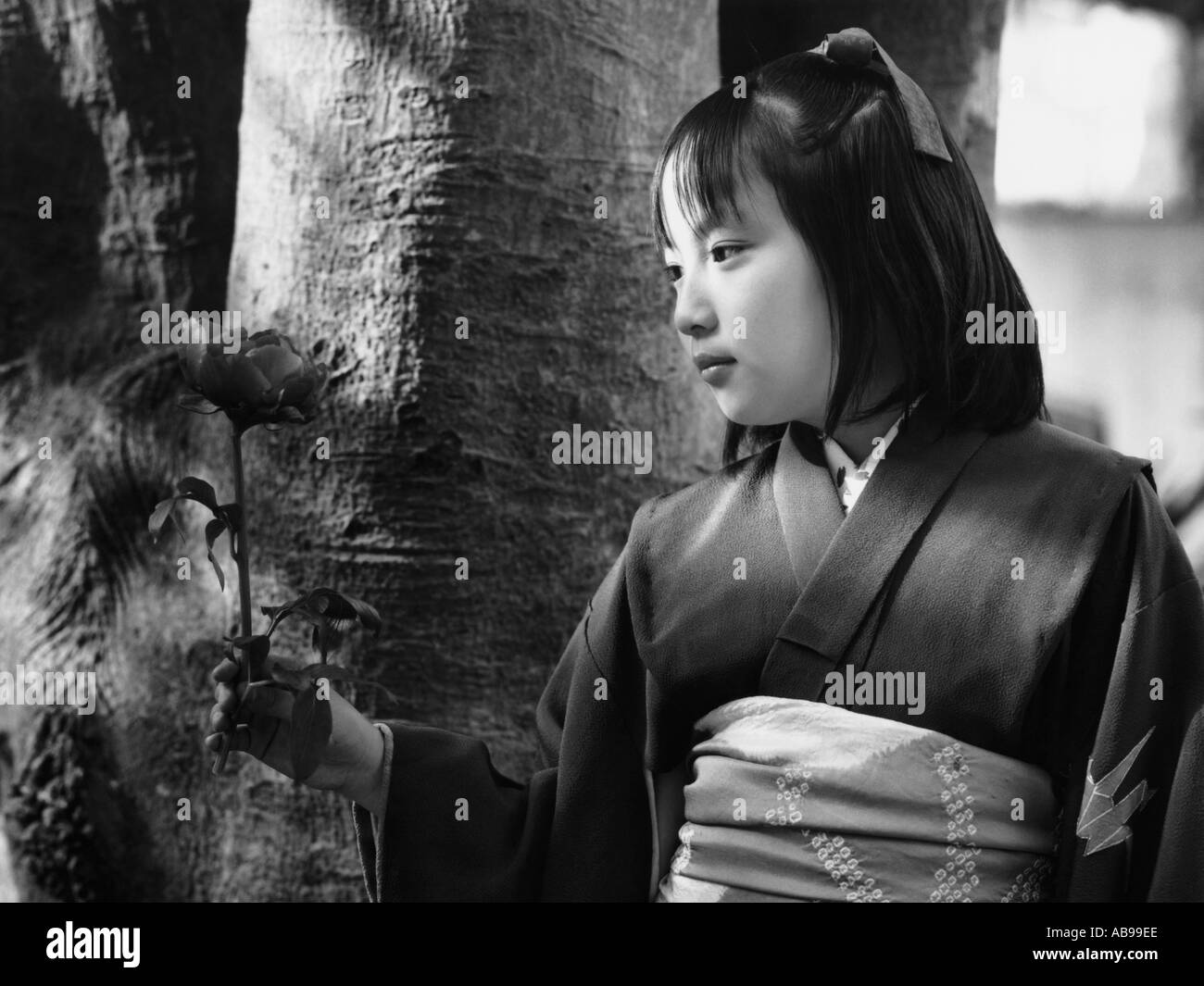 Asian girl side view traditional Black and White Stock Photos & Images ...