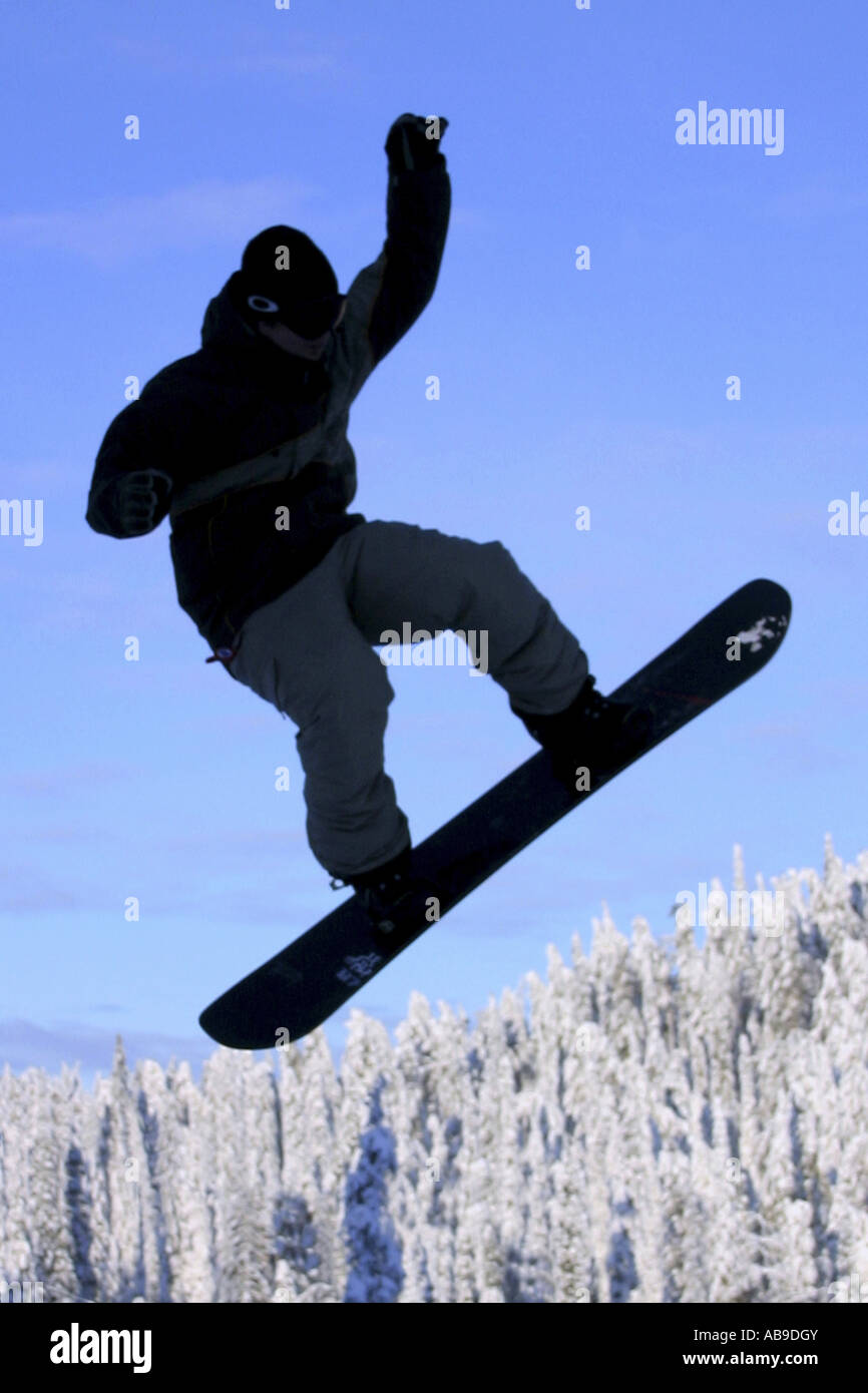snowboarder catching air, Finland, Lapland, Ruka Stock Photo - Alamy