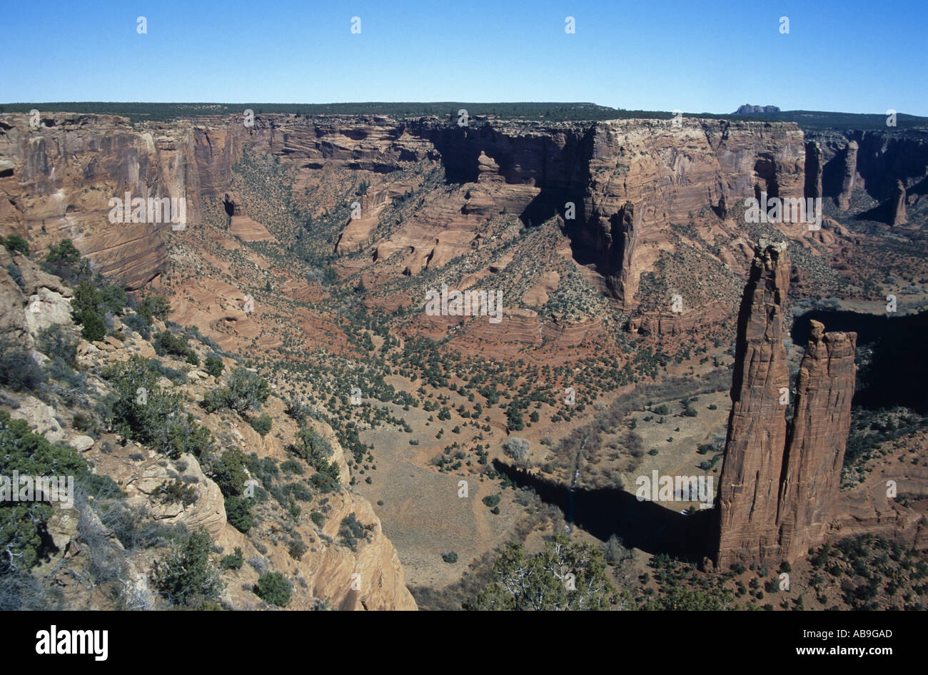 Spider Rock with Chelly Canyon, view fom Spider Rock Overlook, USA ...