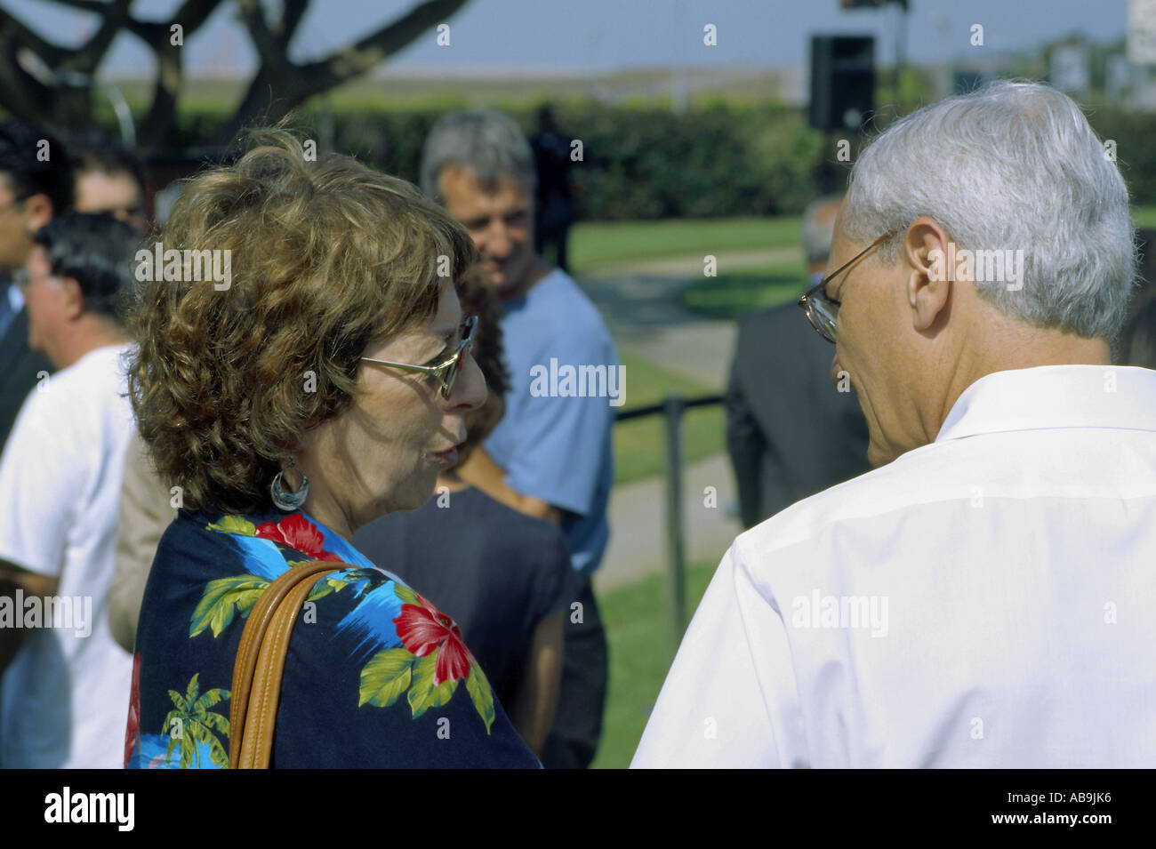 Former Los Angeles City Council member Ruth Galanter, left, talking to ...