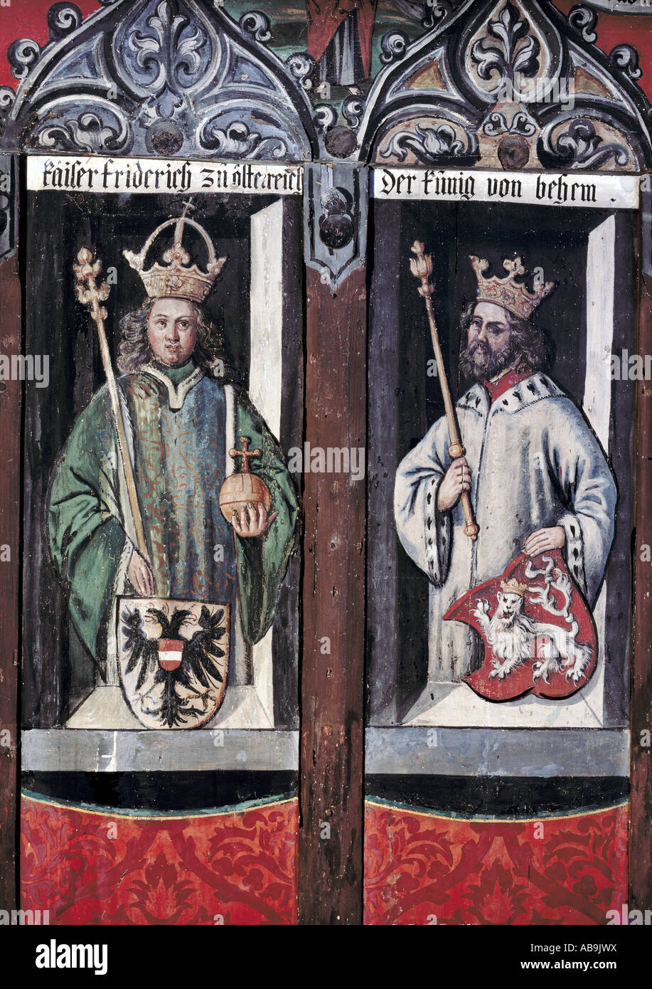 fine arts, fresco, Emperor Frederick III an King George Podiebrad of ...
