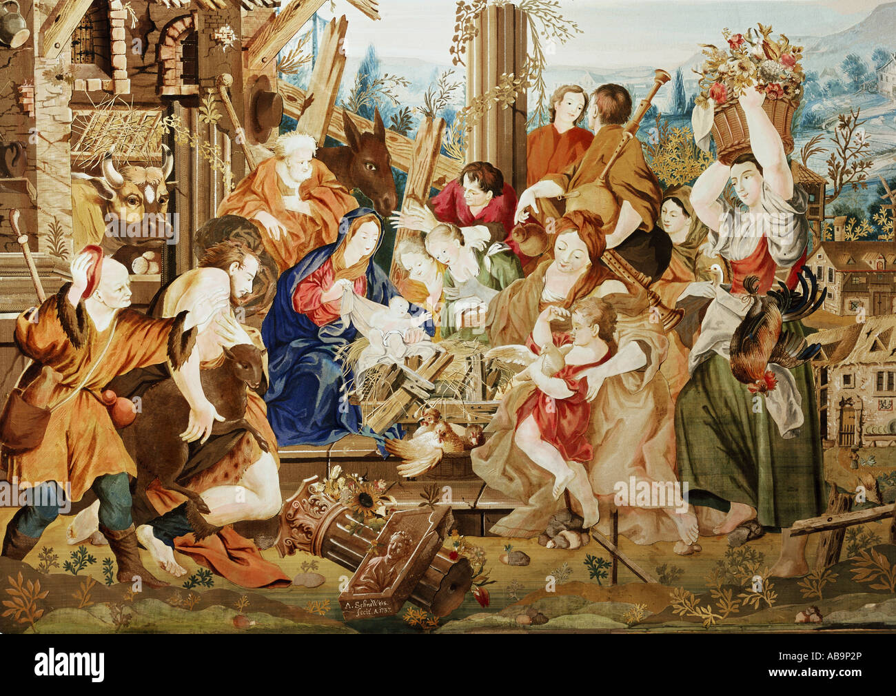 fine arts, religious art, Jesus Christ, naivity scene, painting by A ...