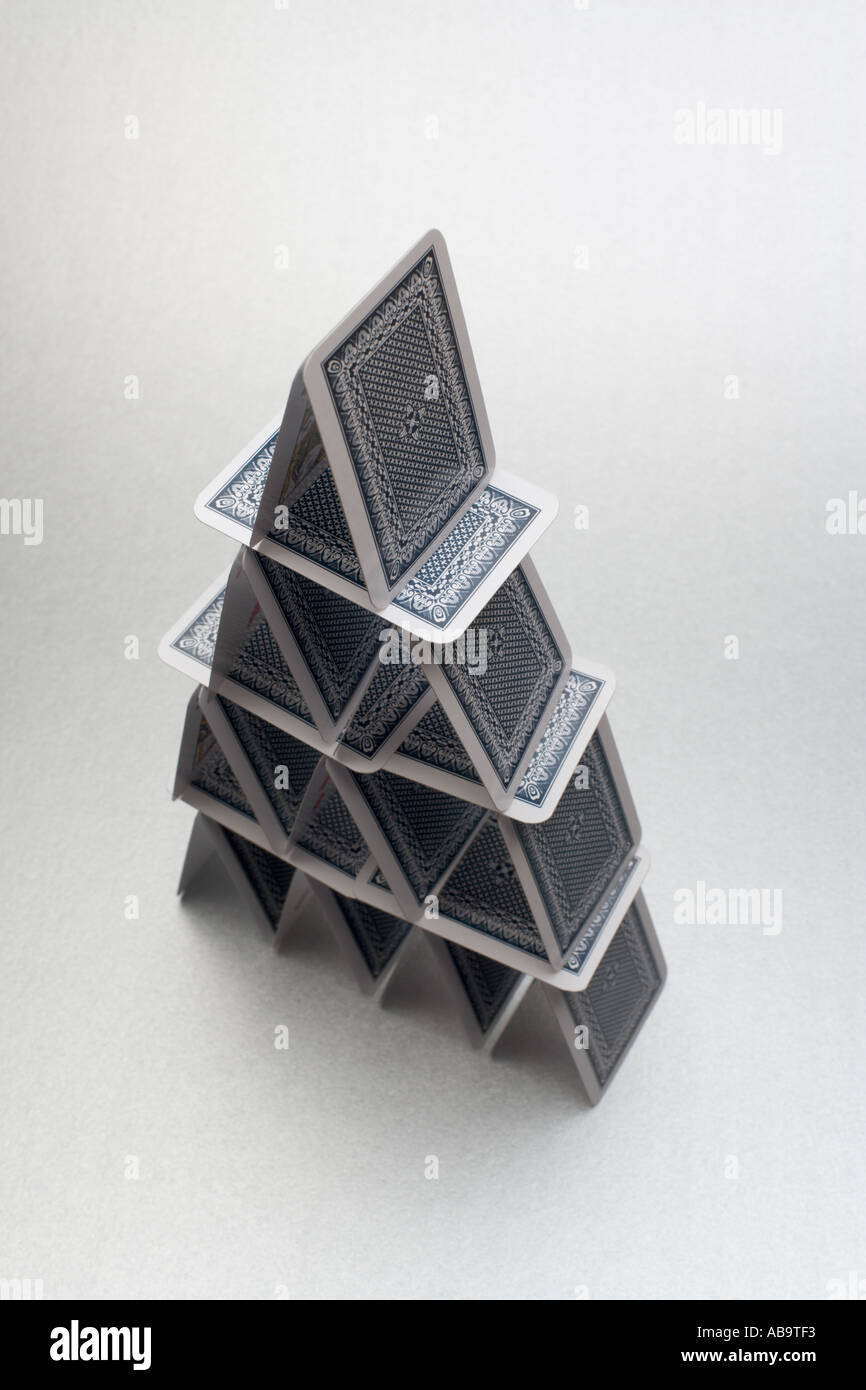 castle or tower made of cards Stock Photo - Alamy